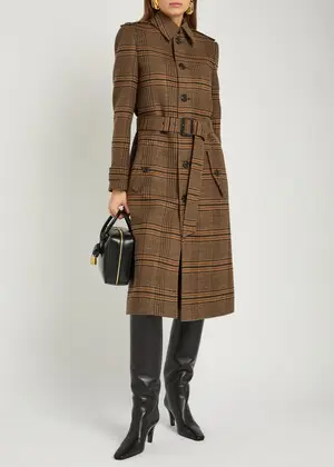 Saint Laurent Houndstooth Wool Coat