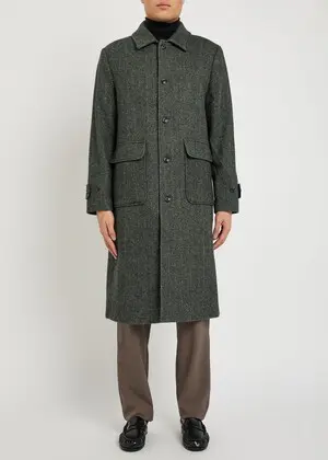 LES DEUX Maximillian Herringbone Wool-blend Coat - Black