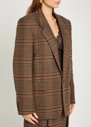 Saint Laurent Houndstooth Wool Blazer