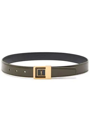 Saint Laurent Logo-plaque Leather Belt - Green