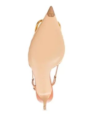 Valentino Garavani Vlogo Raffia Slingback Pumps - Beige
