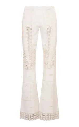 LoveShackFancy Lilo Patchwork Cotton Lace Flare Pants