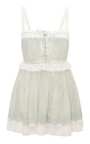 LoveShackFancy Hadlee Lace Cotton Dress - Green