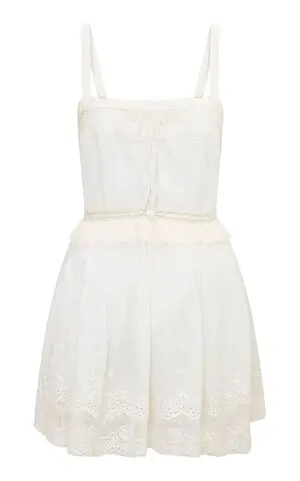 LoveShackFancy Hadlee Lace Cotton Dress - White