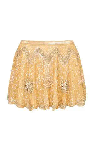 LoveShackFancy Bramble Sequined Mini Skirt - Gold