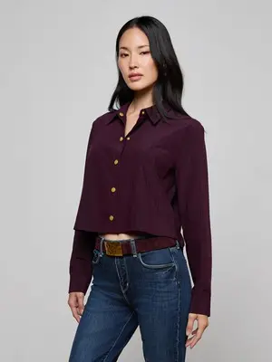L'Agence Cosette Pinstriped Shirt - Dark Malbec Pinstripe