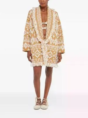 Alanui Geometric-pattern Fringed Cardigan-coat