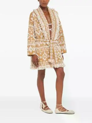 Alanui Geometric-pattern Fringed Cardigan-coat