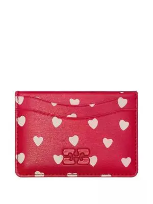GANNI Heart-print Card Holder - Red