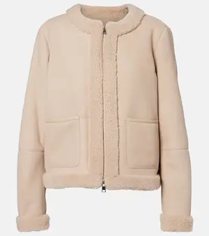 Moncler Shearling-lined Suede Down Jacket