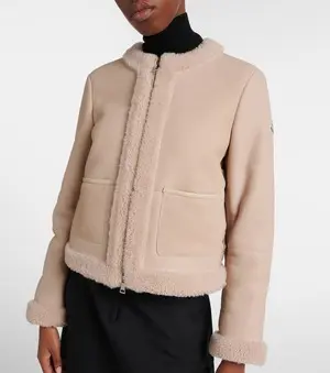 Moncler Shearling-lined Suede Down Jacket