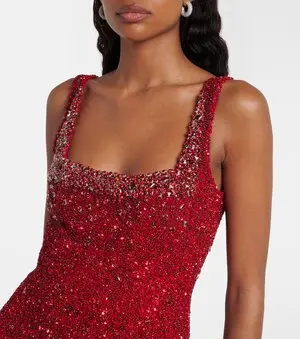 Rachel Gilbert Kaity Embellished Minidress - Red