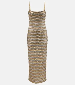 Rachel Gilbert Embellished Midi Dress - Gold