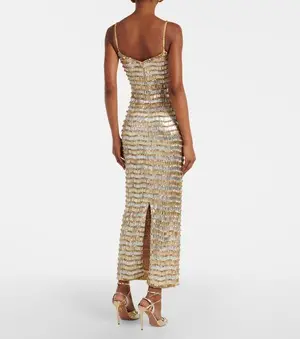 Rachel Gilbert Embellished Midi Dress - Gold