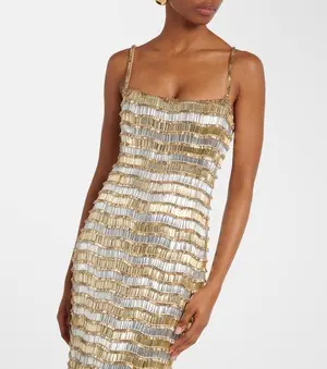 Rachel Gilbert Embellished Midi Dress - Gold