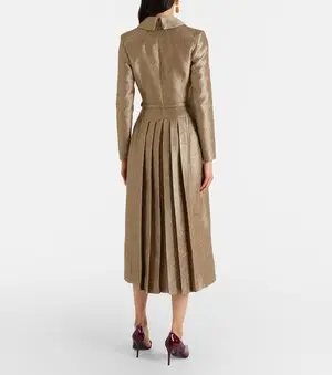 EMILIA WICKSTEAD Kalonice Belted Sequined Tweed Midi Dress - Gold