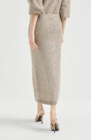 Brunello Cucinelli Sequin-embellished Mohair-blend Knit Skirt