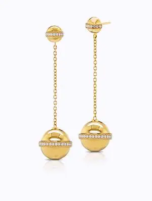 BRIONY RAYMOND Aura Ball & Chain Earrings - 18 Karat Yellow Gold