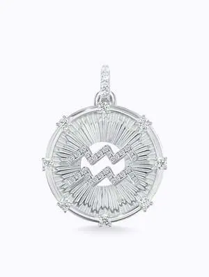 BRIONY RAYMOND Aurora Diamond Zodiac Medallion - 18 Karat White Gold