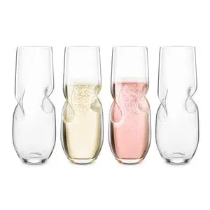 Final Touch Bubbles Sparkling Wine / Champagne Stemless Glassesset Of 4 - Clear