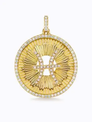 BRIONY RAYMOND Aurora All Diamond Zodiac Medallion - 18 Karat Yellow Gold