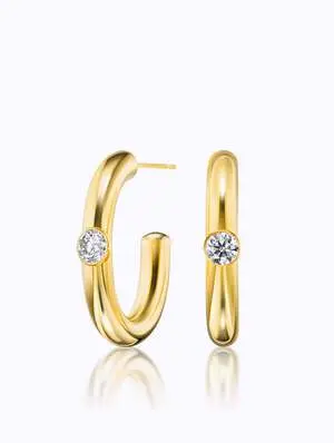 BRIONY RAYMOND Jumbo Diamond Sloan Hoop Earrings - 18 Karat Yellow Gold