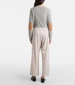 Max Mara Argenta Virgin Wool Crepe Wide-leg Pants - White