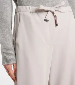 Max Mara Argenta Virgin Wool Crepe Wide-leg Pants - White