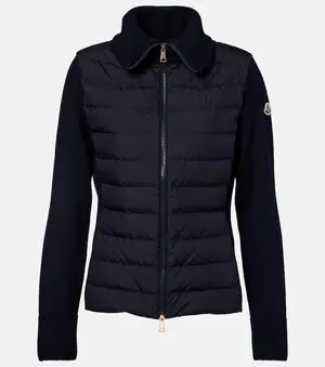 Moncler Paneled Quilted Down Jacket - Blue