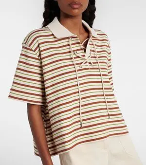 Moncler Striped Cotton Jersey Polo Shirt