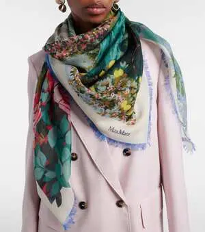 Max Mara Camice Printed Wool And Silk Scarf