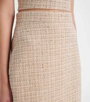 Elie Saab Checked Sequined Tweed Midi Skirt