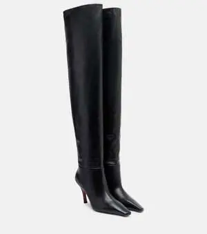 Amina Muaddi Jamie 80 Leather Over-the-knee Boots - Black