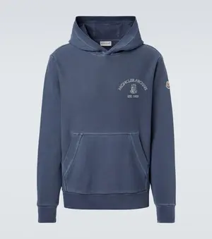 Moncler Logo Cotton Hoodie - Blue