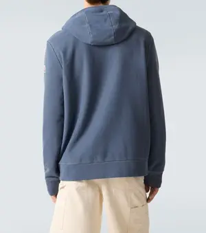 Moncler Logo Cotton Hoodie - Blue