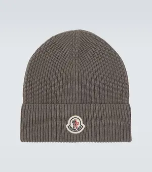 Moncler Archivio Ribbed-knit Cotton Beanie - Grey