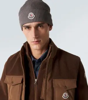 Moncler Archivio Ribbed-knit Cotton Beanie - Grey