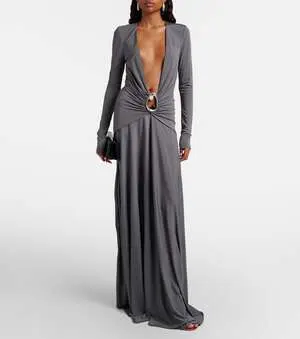 Christopher Esber Orica Embellished Jersey Maxi Dress - Blue