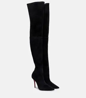 CHRISTIAN LOUBOUTIN Miss Z 100 Suede Over-the-knee Boots - Black