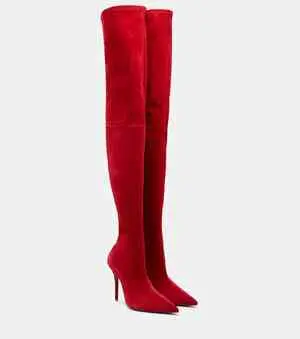 CHRISTIAN LOUBOUTIN Miss Z 100 Suede Over-the-knee Boots - Red
