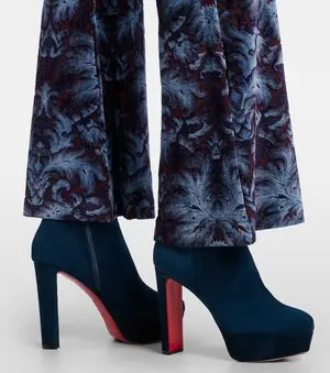 CHRISTIAN LOUBOUTIN Loo Booty 130 Suede Platform Ankle Boots - Blue