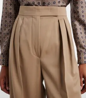Max Mara Quorum Virgin Wool Wide-leg Pants - Beige