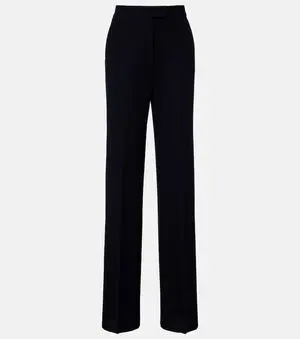 Max Mara Attinia Virgin Wool Piqué Wide-leg Pants - Blue