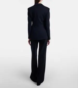 Max Mara Attinia Virgin Wool Piqué Wide-leg Pants