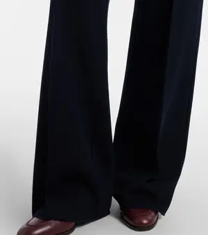 Max Mara Attinia Virgin Wool Piqué Wide-leg Pants