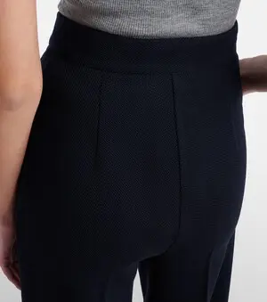 Max Mara Attinia Virgin Wool Piqué Wide-leg Pants