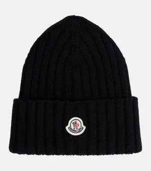 Moncler Ribbed-knit Virgin Wool Beanie - Black