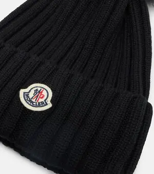 Moncler Ribbed-knit Virgin Wool Beanie - Black