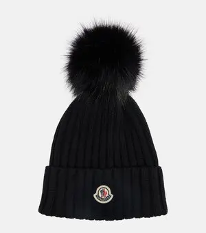 Moncler Ribbed-knit Virgin Wool Beanie - Black