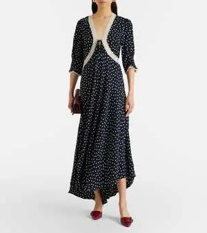 Rixo Amina Polka-dot Crêpe Midi Dress - Blue